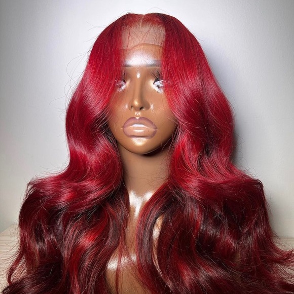 Hair | Cherry Red Unit Constructed With 6x6 Closure Unit Using Raw ...